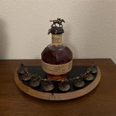 Blantons Bourbon Bottle Stopper Small Batch Barrel Head Display Real Wood Cork Whiskey