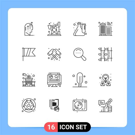 Pack Of 16 Creative Outlines Of Sign Internet Cube Infrastructure Laboratory Editable Vector