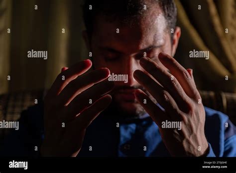 Muslim Male Rising His Hands To Pray For Allah And Asking For