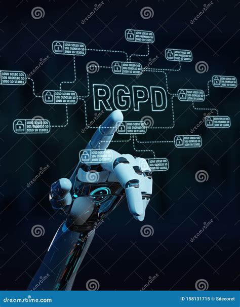 White Robot Hacking And Accessing Gdpr Interface Stock Illustration