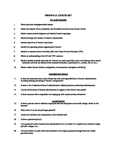 Microsoft Word Firewall Checklist Pdfcoffee Com