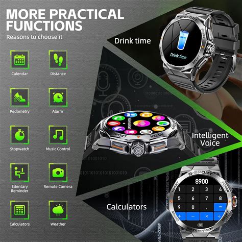 JELLOO Reloj inteligente militar para hombre recepción de