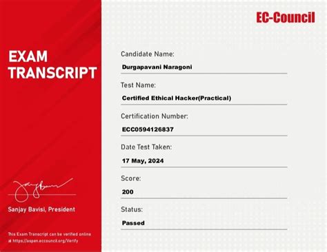 Durga Pavani Naragoni On Linkedin Certifiedethicalhacker Cehv12 Eccouncil Practicals
