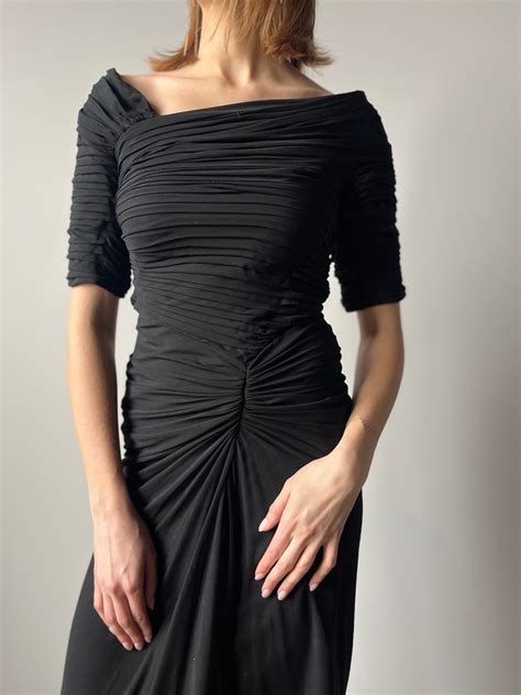 Bandage Off Shoulder Ruched Midi Dress Tadashi Size S Etsy