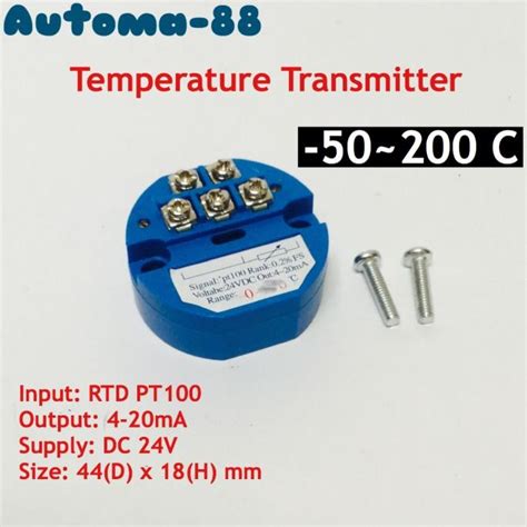 Jual Rtd Pt100 Pt 100 Temperature Transmitter 50~200c Output 4 20ma 24vdc Shopee Indonesia