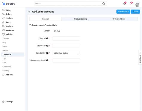 CS Cart Zoho Integration CRM Connector