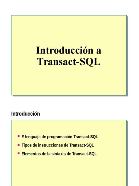 Introduccion A Transact Sql Pdf Lenguaje De Programación Variable