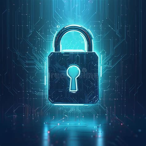 Tech Protection Padlock On Circuit Board Illustrating Cyber Security