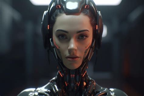 Premium Ai Image Cybernetic Girl Generative Ai