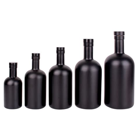 200ml 375ml 500ml 750ml 1000ml Matte Black Glass Liquor Vodka Wine
