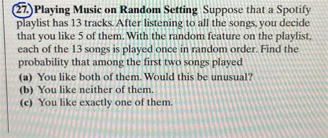 Solved 27 Playing Music On Random Setting Suppose That A