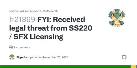 Fyi Received Legal Threat From Ss220 Sfx Licensing · Issue 21869 · Space Wizards Space