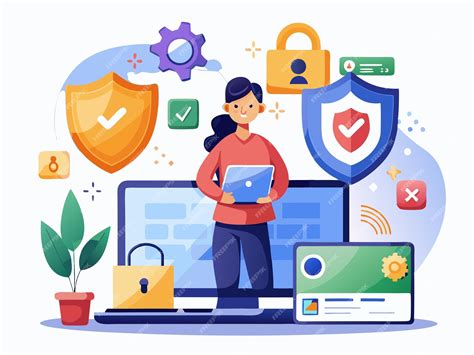 Cybersecurity And Data Protection Vector Art Of Online Security With Shield Icons On White