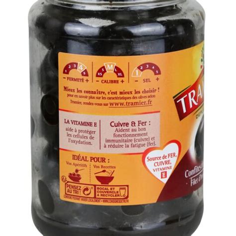 Olives noires confites dénoyautées TRAMIER le bocal de 150 g à Prix