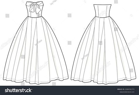 Dress Fashion Flat Sketch Template Stock Vector Royalty