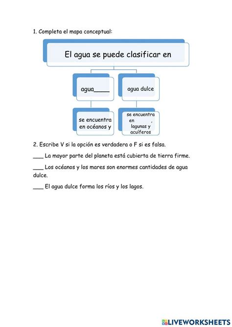 El Agua De La Tierra Interactive Worksheet Live Worksheets