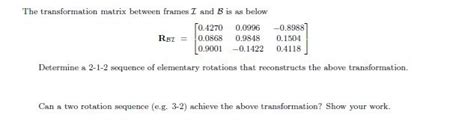 the transformation matrix between frames i and b is