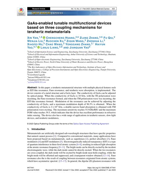 Pdf Gaas Enabled Tunable Multifunctional Devices Based On Three