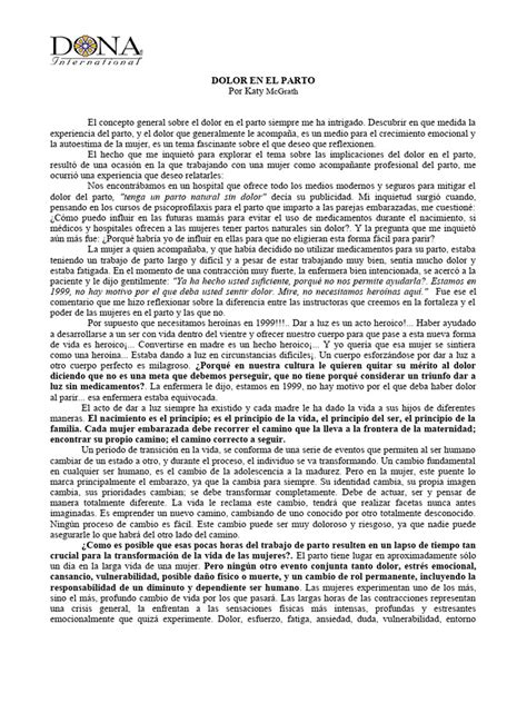 Dolor En El Parto Pdf Parto Experiencia
