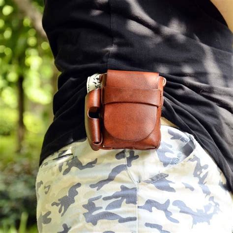 Cool Leather Mens Cigarette Case With Belt Loop Handmade Lighter Holde