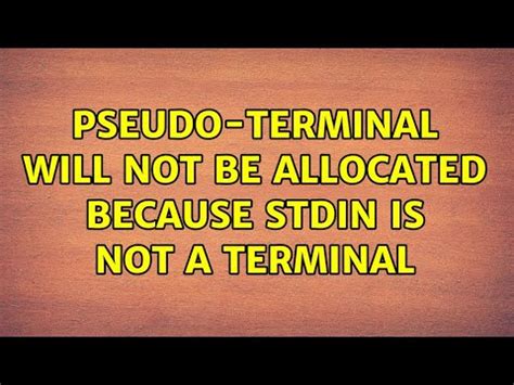 Unix Linux Pseudo Terminal Will Not Be Allocated Because Stdin Is