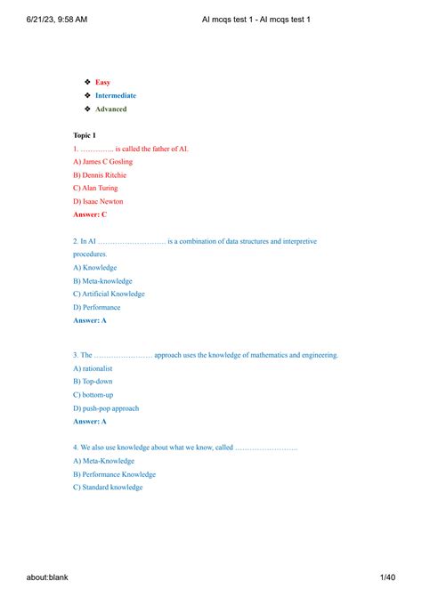 SOLUTION Ai Mcqs Test 1 Ai Mcqs Test 1 Studypool