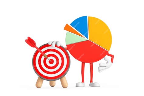 Premium Photo Info Graphics Business Pie Chart Character Person With Archery Target And Dart
