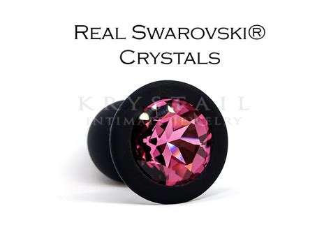 Swarovski Rose Crystal Black Silicone Butt Plug Krystail Intimate Jewelry