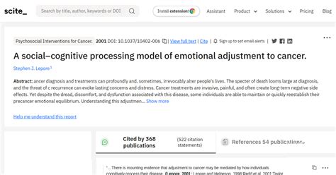 A Socialcognitive Processing Model Of Emotional Adjustment To Cancer