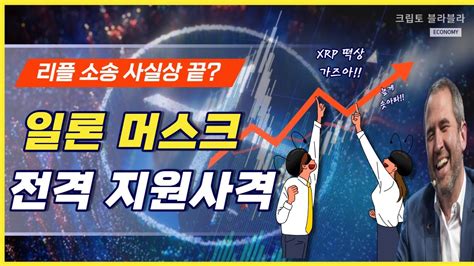 리플 소송 사실상 끝 일론 머스크 전격 지원 사격 크립토 블라블라 Youtube