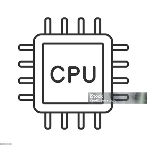 Cpu 圖示向量圖形及更多中央處理器圖片 中央處理器 剪裁圖 可編輯筆觸 Istock