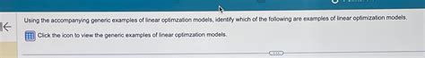 Solved Using The Accompanying Generic Examples Of Linear Chegg Com