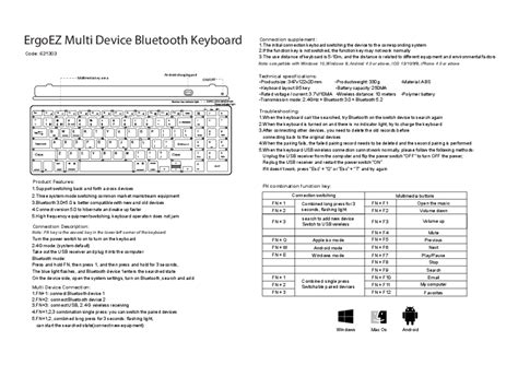 Ergoez Multi Device Bluetooth Keyboard User Manual And Troubleshooting Guide