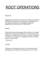 Root Operations Docx ROOT OPERATIONS Alteration Modifying The Anatomical Structure Of A Body