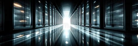 Glowing Servers Illuminate A Sleek Corridor In A Modern Data Center Showcasing Advanced