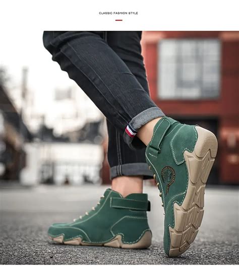 Mens Lace Up Sneakers Casual Walking Shoes With Hook And Loop Fastener