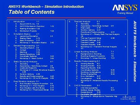 training manual 1 st edition ansys workbench simulation