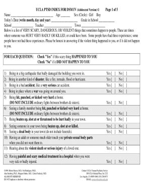 Fillable Online SCORING WORKSHEET FOR UCLA PTSD INDEX FOR DSM Fax