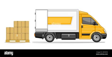 Vector Illustration Of Delivery Lorry Horizontal Poster With Profile Side View Commerce Lorry