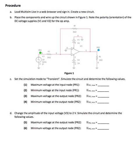 Solved Procedure Load Multisim Live In A Web Browser And Sign In