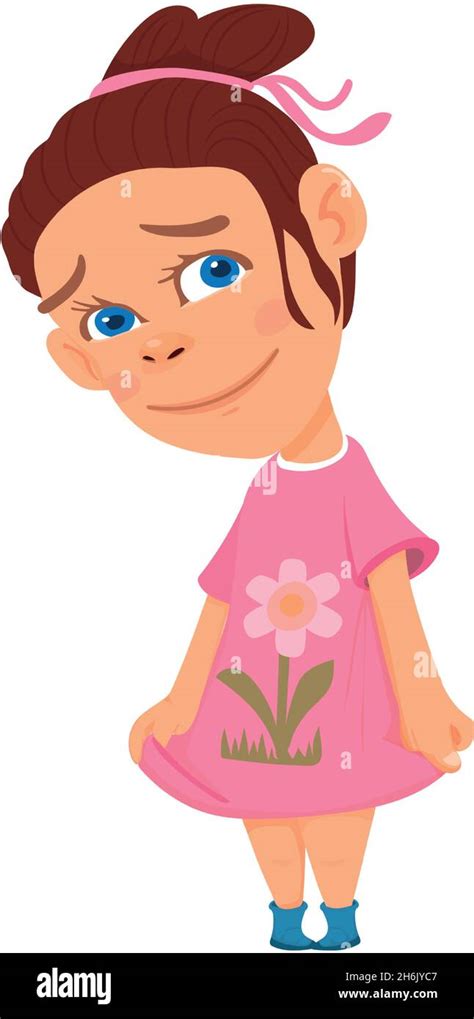 Shy Cartoon Character Girl