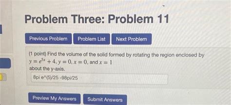 Solved Problem Three Problem Point Find The Volume Chegg Com