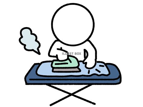 無料イラスト アイロンがけをする棒人間