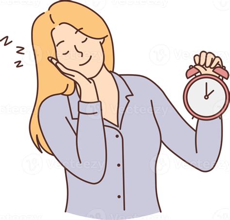 Sleepy Woman With Clock 21477233 Png