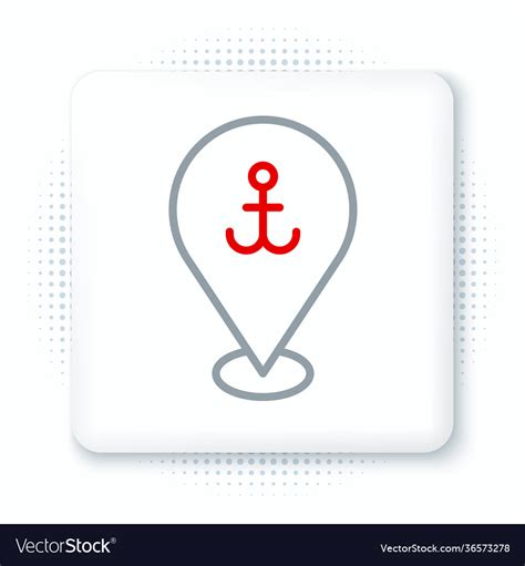 Line Map Pointer With Anchor Icon Isolated Vector Image