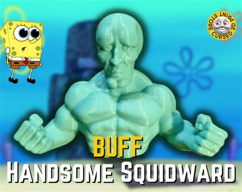 Buff Handsome Squidward 3d Printed Spongebob Meme Meme Etsy