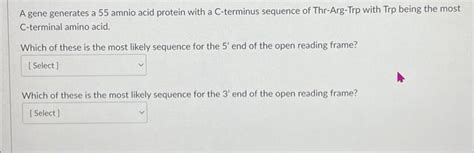 Solved A Gene Generates A 55 Amnio Acid Protein With A Chegg