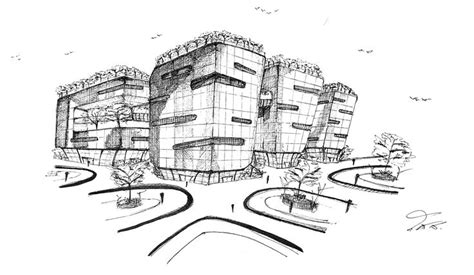 Architecture Concept Skech Green Building Concept Architecture