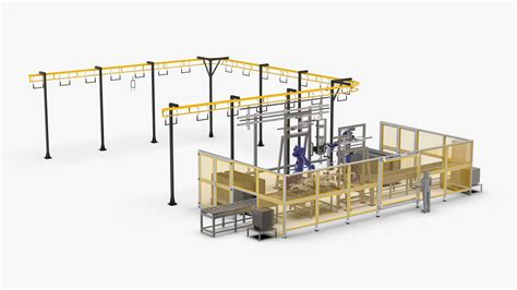 Automatic Loading And Unloading Robot Powder Spraying Line 3d Model Cgtrader