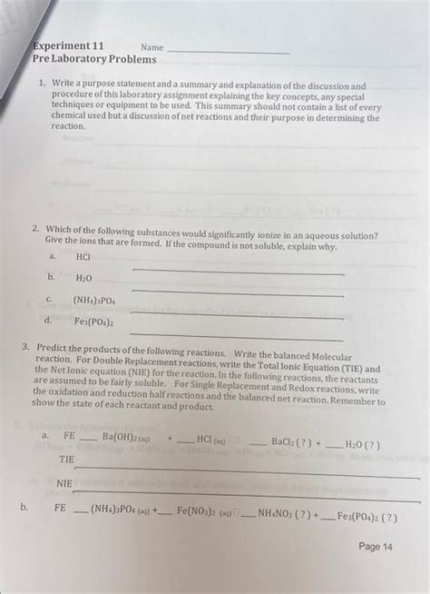 Solved Experiment 11 Name Pre Laboratory Problems 1 Write A